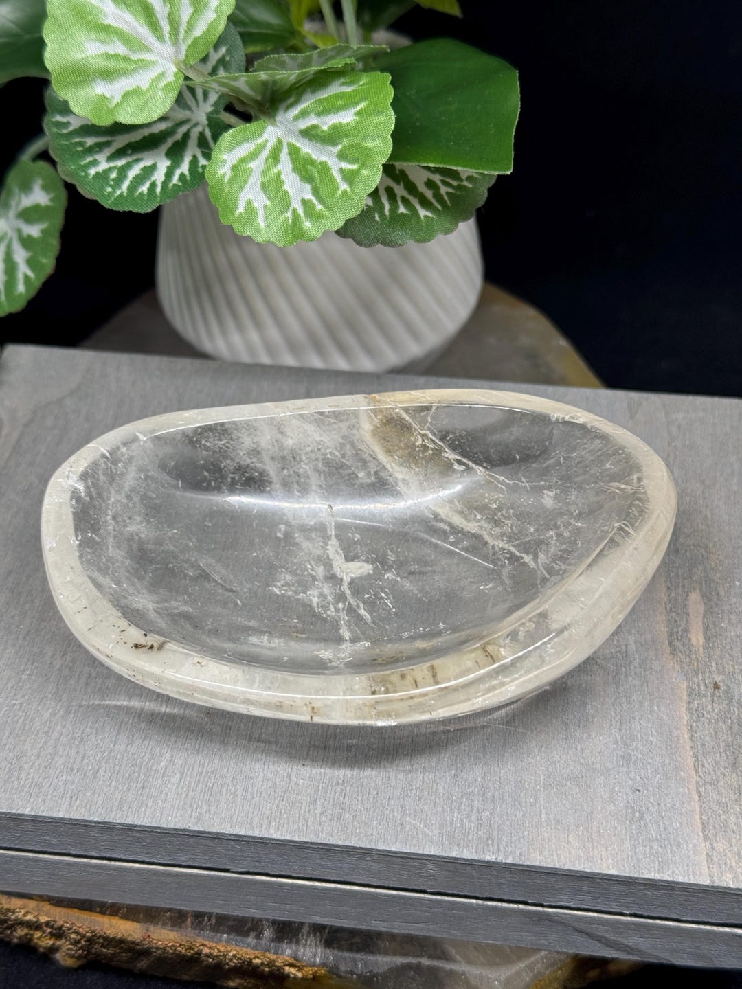 Incredible Clear Quartz Bowl W/ Crystal Info Card Ritual Trinket ...