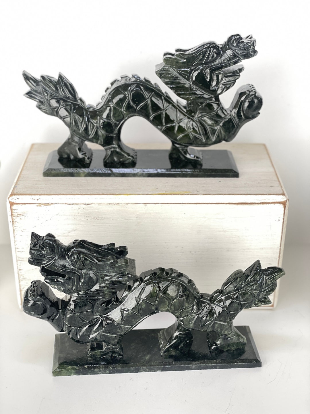 Pair of Serpentine Dragon Resin Carving TM63 Feng Shui Guardian - Etsy
