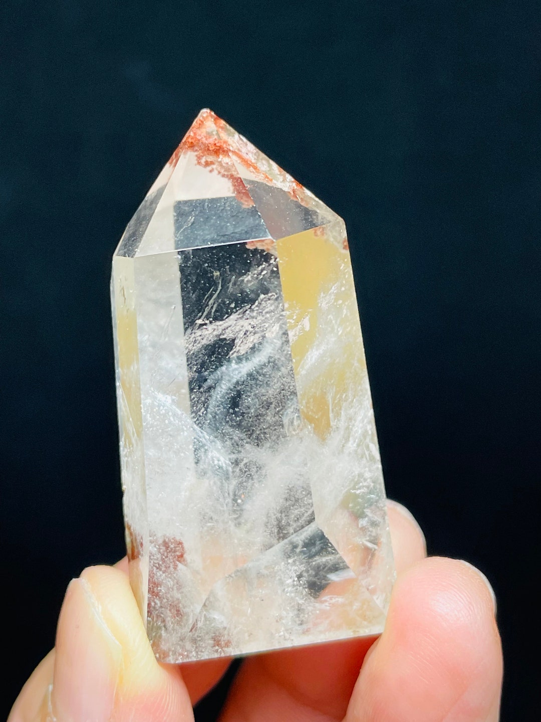 Clear Quartz With Lodolite Inclusions Tower With Crystal Info Card X42A ...