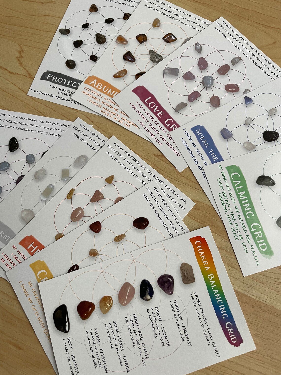 Set of 10 Assorted Crystal Grid Cards * Free Ship - Etsy