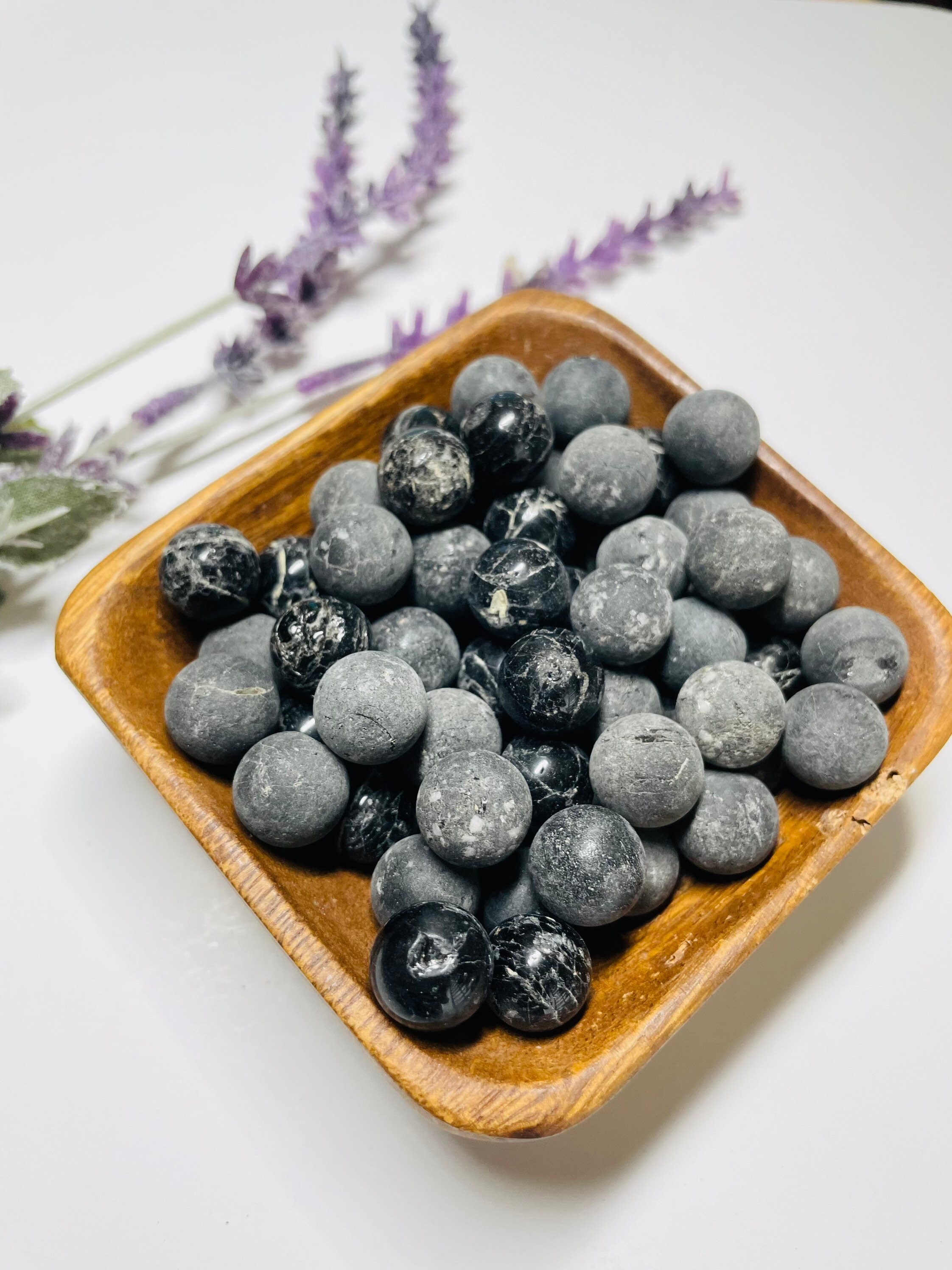 Pack of 10 Mini Black Tourmaline Spheres Schorl Block Stand | Etsy