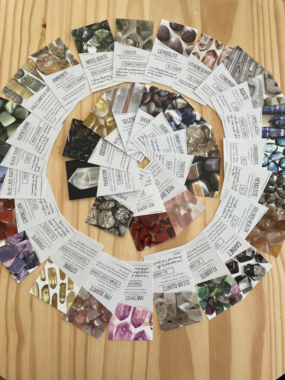 Set of 45 Assorted Crystals Information Card With Affirmation - Etsy