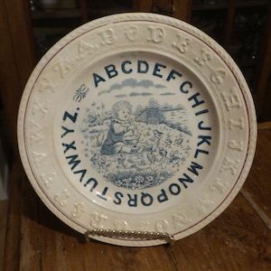 Antique Children's ABC Transferware Plate Raised Alphabet - Etsy