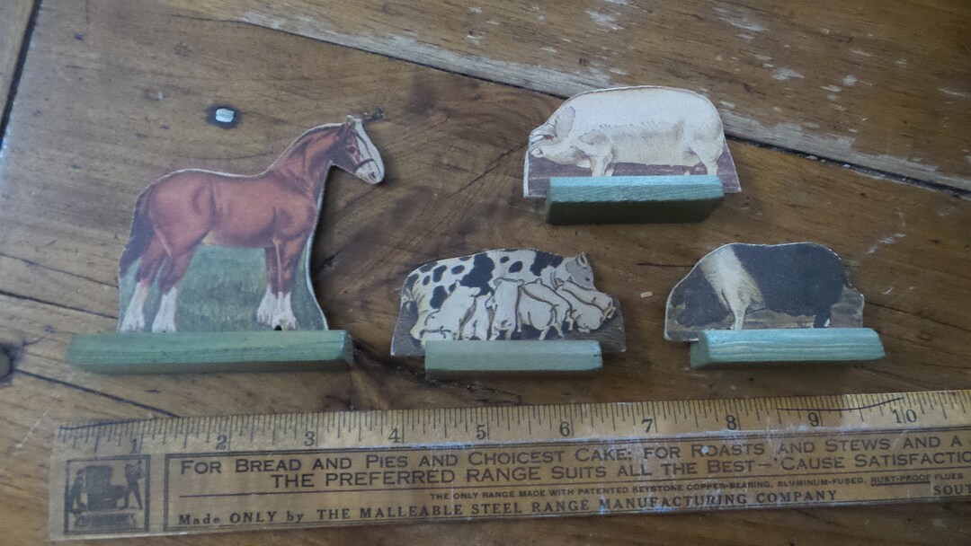 Antique Vintage Heavy CARDBOARD CUTOUT Stand-up Farm ANIMALS, Horse ...