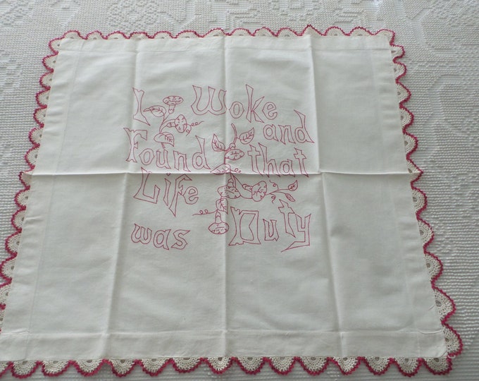 Antique Redwork Embroidery PILLOW SHAM COVER Crochet - Etsy