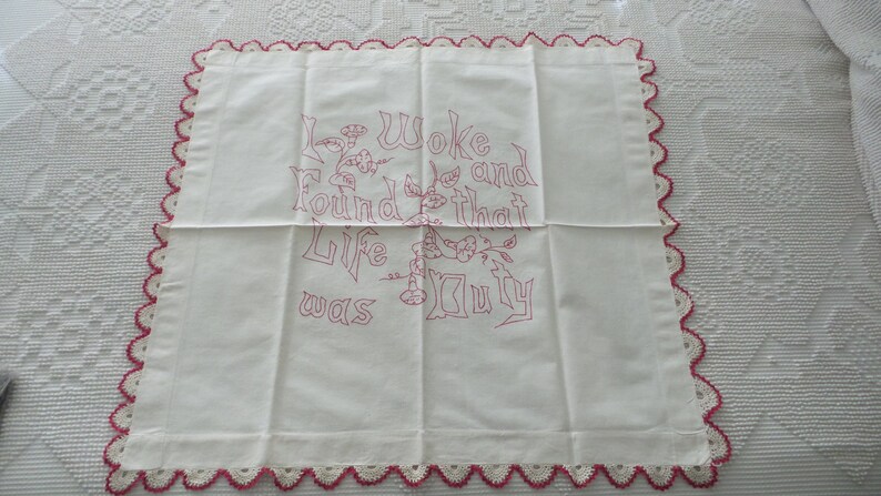 Antique Redwork Embroidery PILLOW SHAM COVER Crochet - Etsy