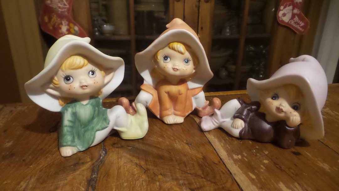 Vintage Set of 3 Homco ELVES Figurine, Shelf Sitters, #5213 - Etsy