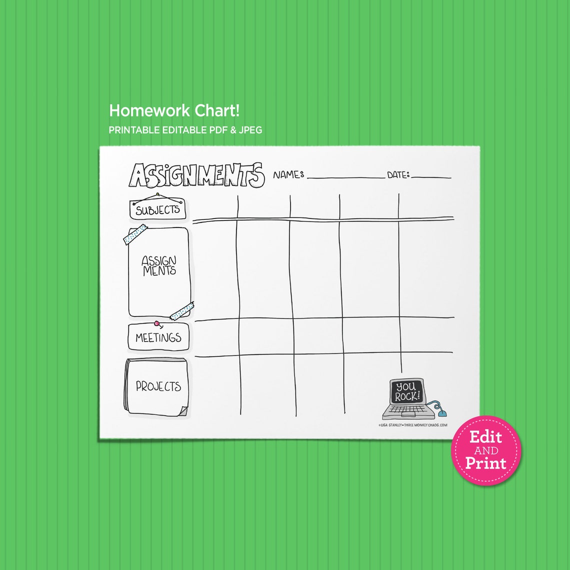 Homework Chart Virtual Learning School Assignments - Etsy