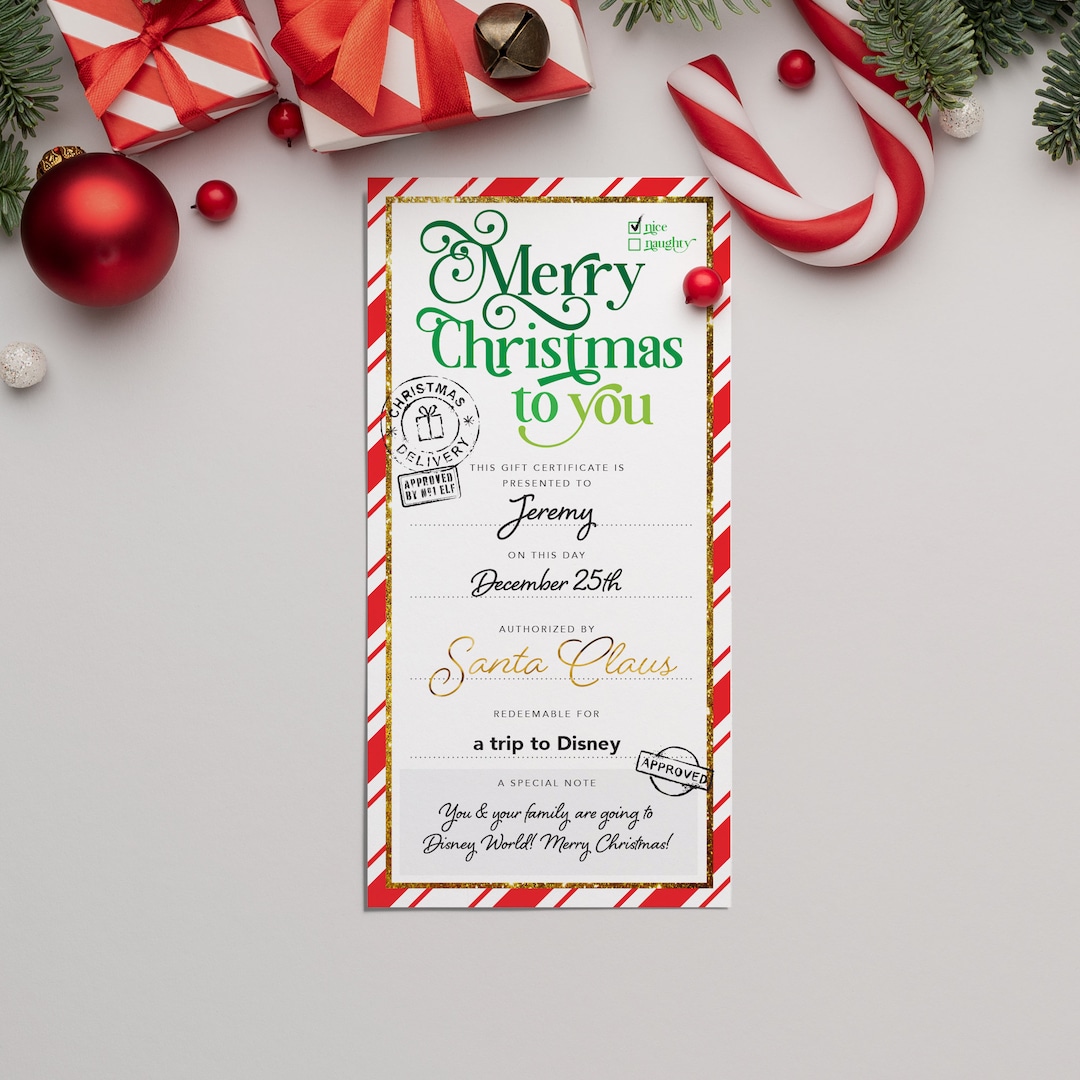 Personalized Christmas Gift Certificate, Christmas Gift Voucher, Gift ...