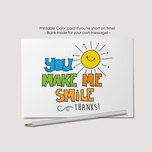 You Make Me Smile, Teacher Appreciation Card, Thank You Card, Note From ...