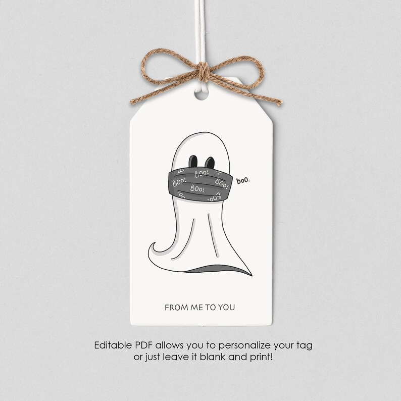 Printable Halloween Ghost Tag Halloween Favor Tag Socially - Etsy