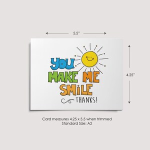 You Make Me Smile, Teacher Appreciation Card, Thank You Card, Note From ...