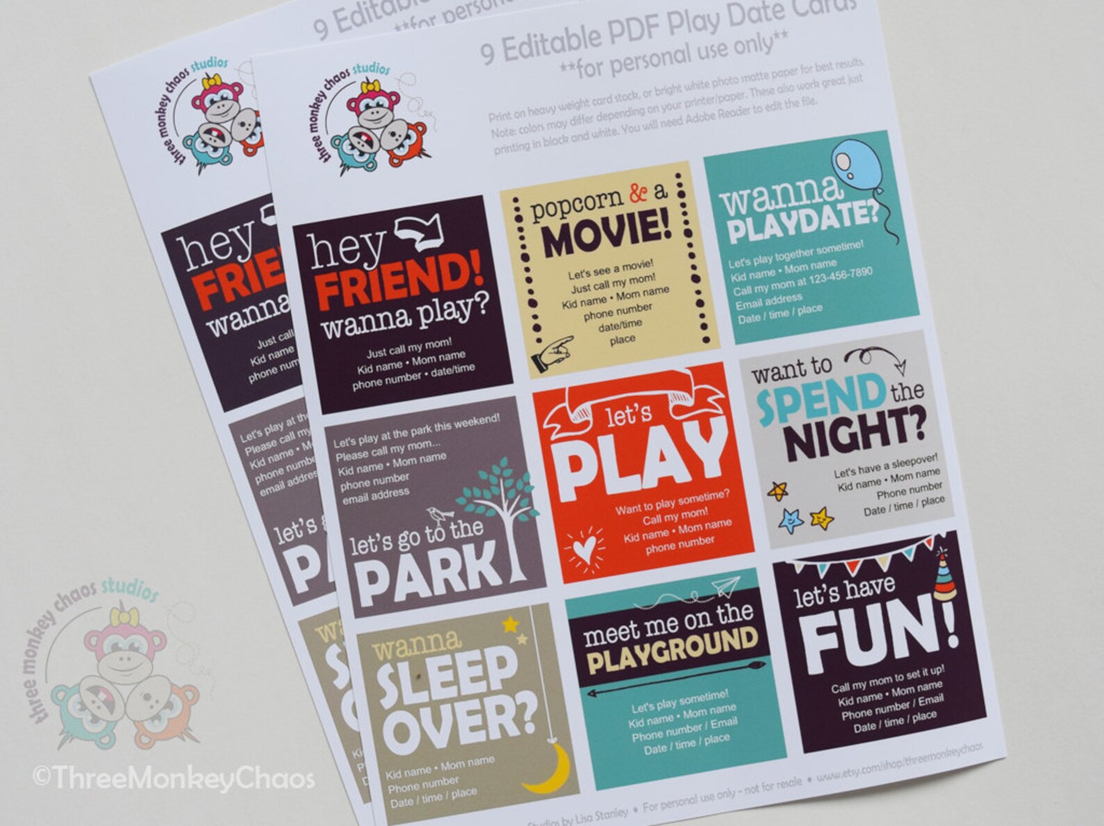 Play Date Invite | Printable Invitations | Sleepover, Movie, Park ...