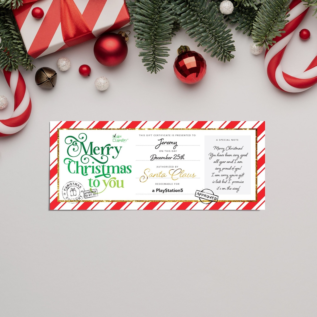 Personalized Christmas Gift Certificate, Christmas Gift Voucher, Gift ...