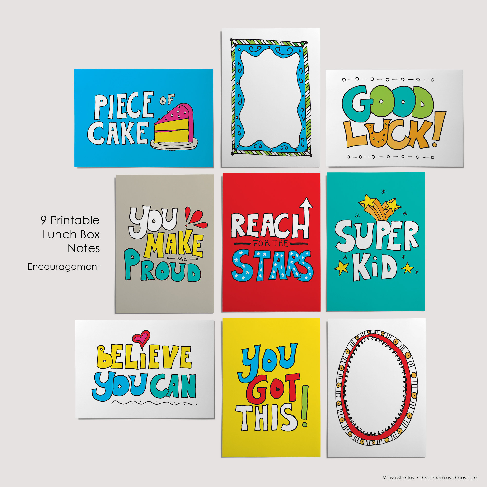 9 Encouragement Cards / PRINTABLE Lunch Box Notes / Lunchbox - Etsy