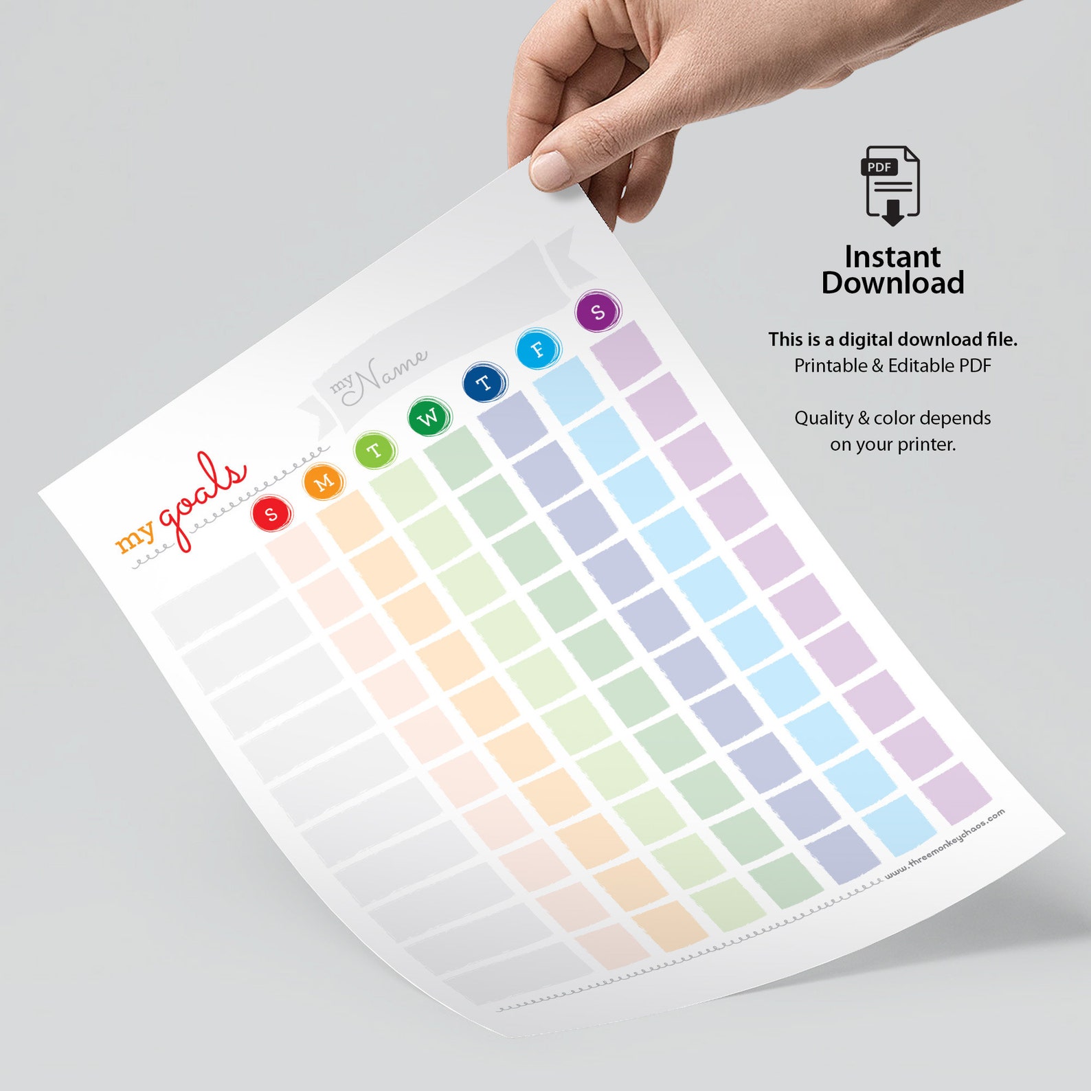 My Goals - Rainbow | Printable Goal Chart, Habit Tracker, Daily Routine ...