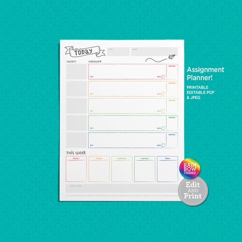 Assignment Tracker Homework Chart Virtual Learning - Etsy
