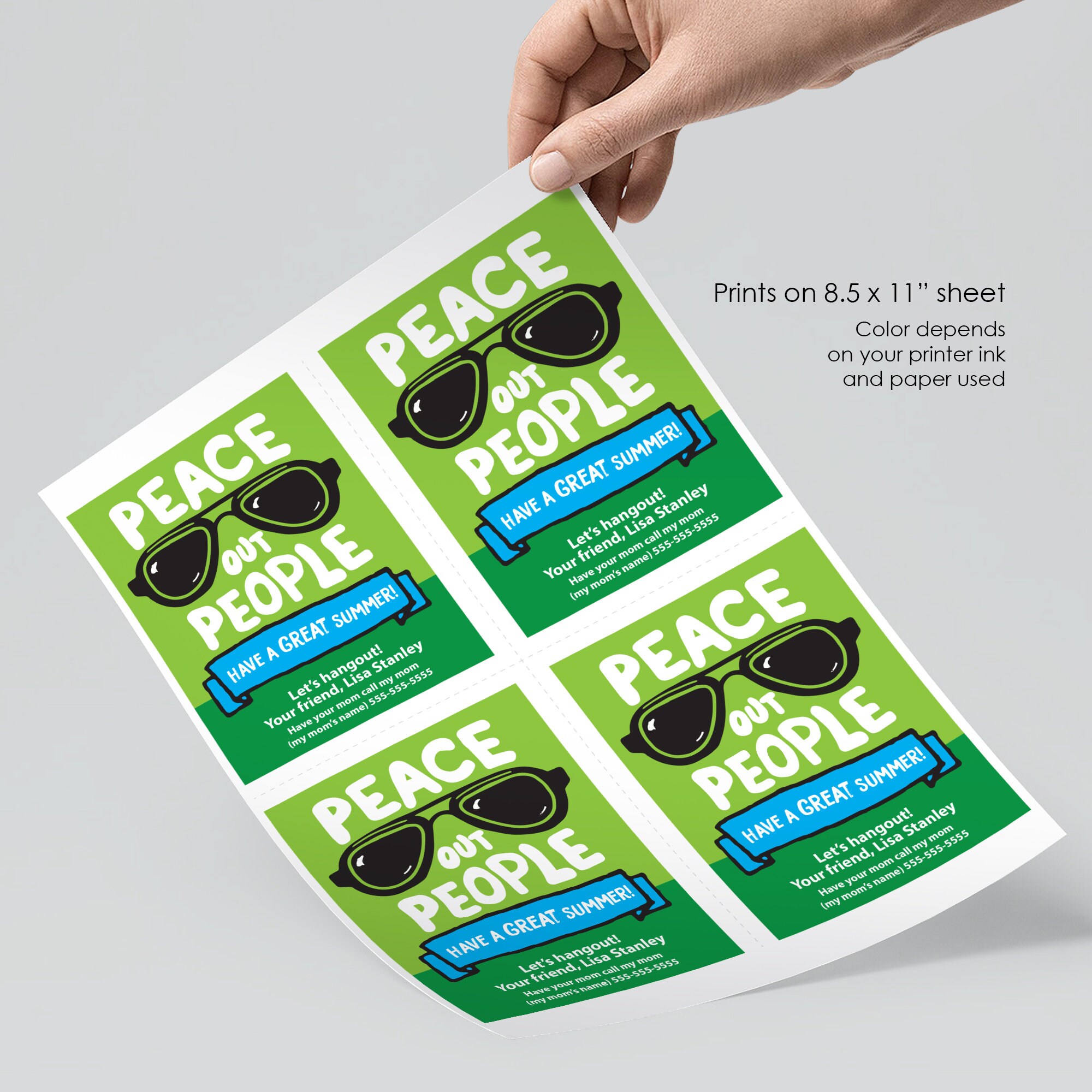 Peace Out People Summer Playdate Card, Party Invitation, Summer Invite ...