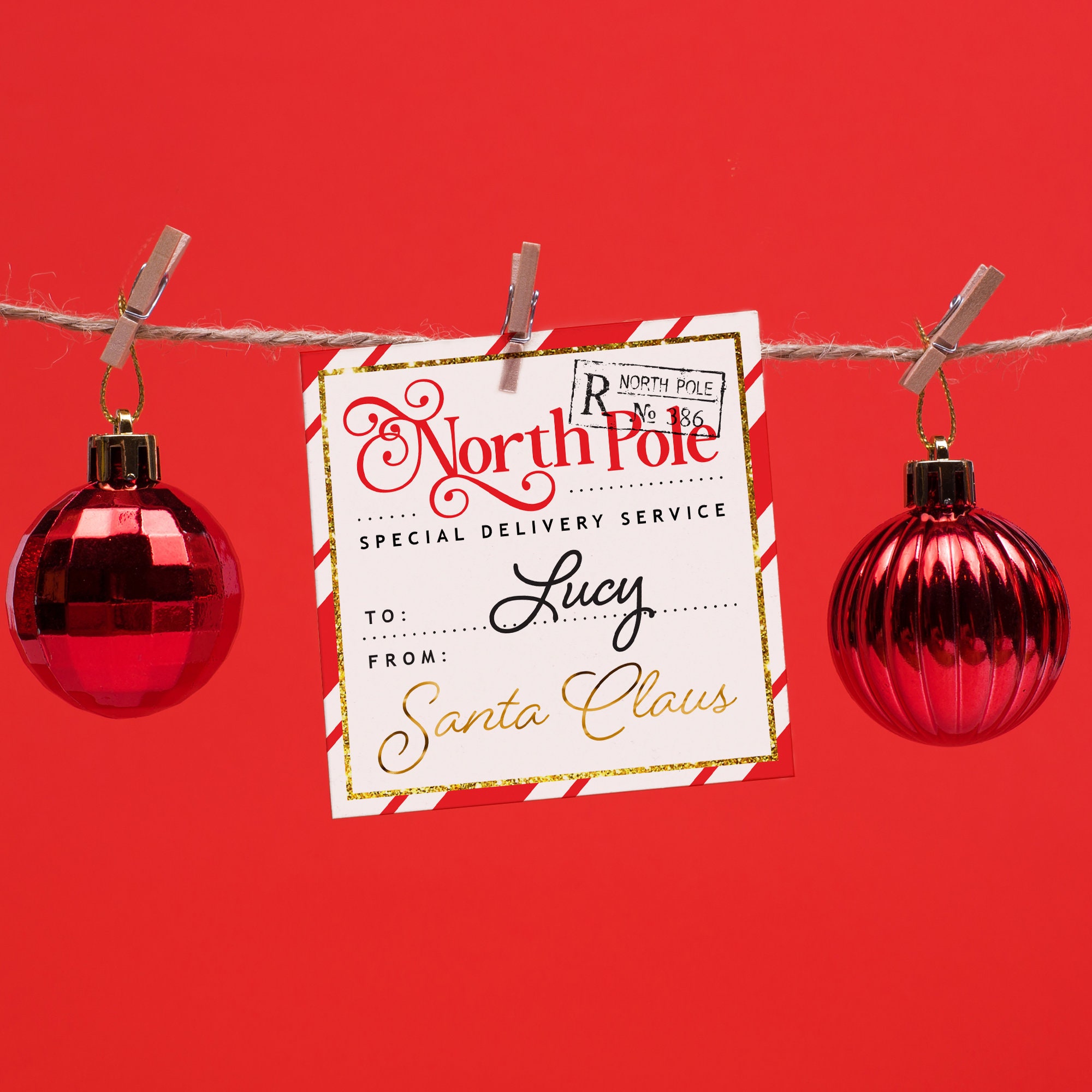 Personalized Santa Tags, Santa Gift Tag Stickers, North Pole Delivery ...