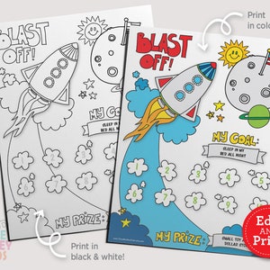 10 Tasks - Rocket Ship Reward Chart for Kids, Chore Chart, Good ...