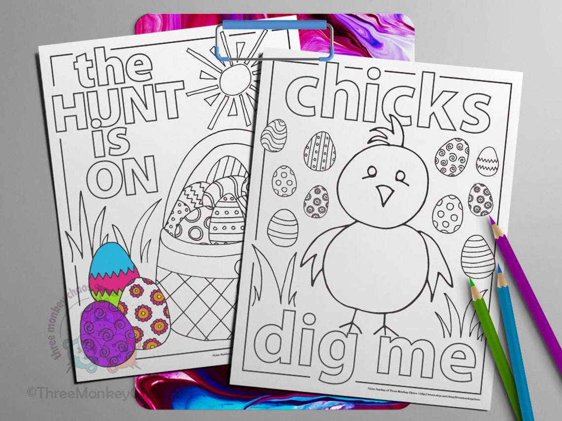 Easter Coloring Page Printable Holiday Activity Kids - Etsy