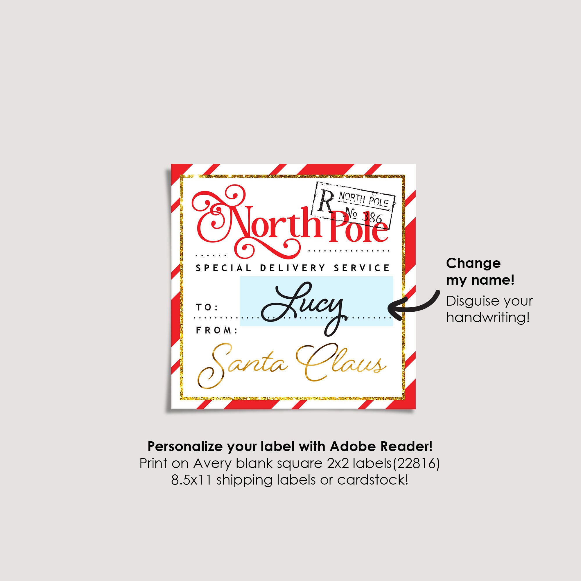 Personalized Santa Tags, Santa Gift Tag Stickers, North Pole Delivery ...