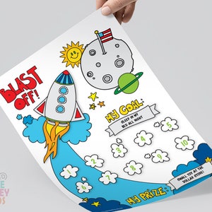 10 Tasks - Rocket Ship Reward Chart for Kids, Chore Chart, Good ...