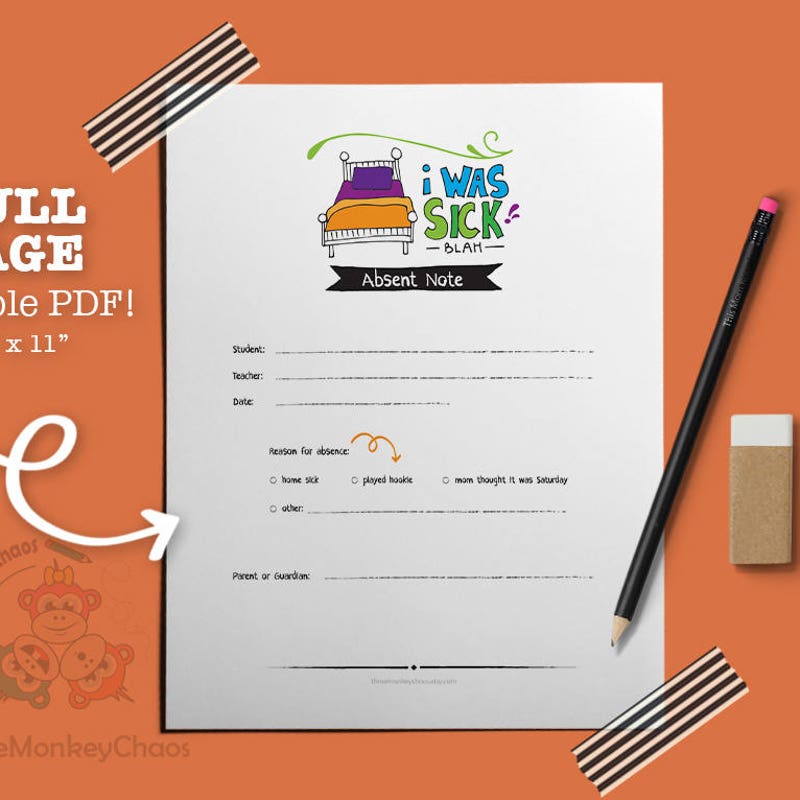 Absent Note for School - Etsy