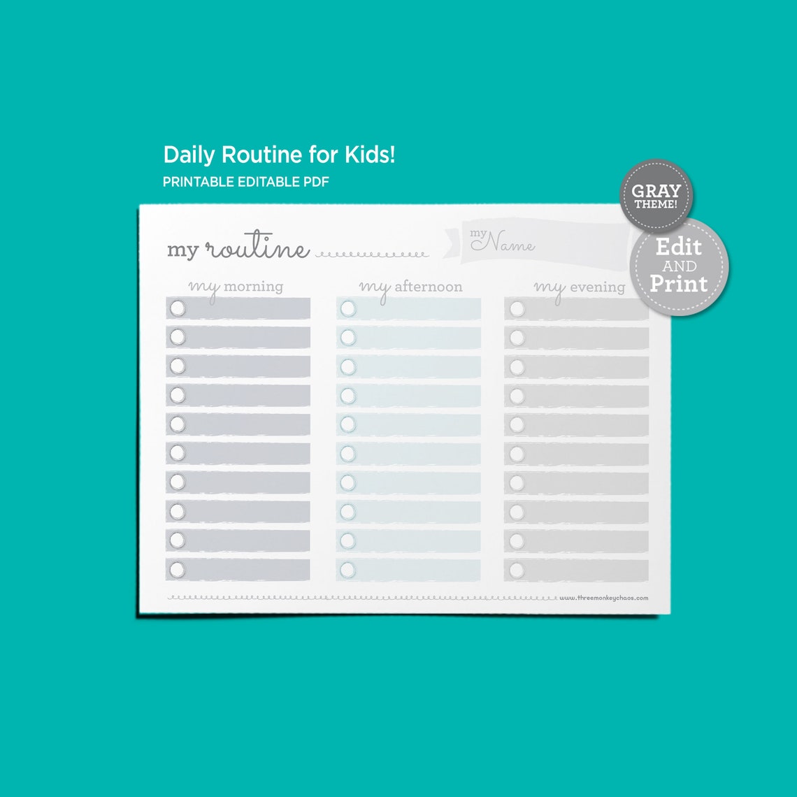 PRINTABLE Daily Routine Gray Jobs for Kids Kids Chores - Etsy