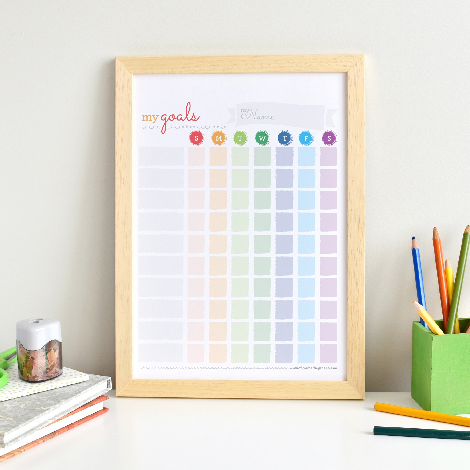My Goals - Rainbow | Printable Goal Chart, Habit Tracker, Daily Routine ...