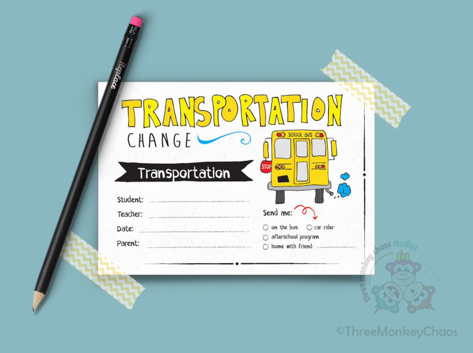 Transportation Change | School Excuse Note | Note for Teacher ...