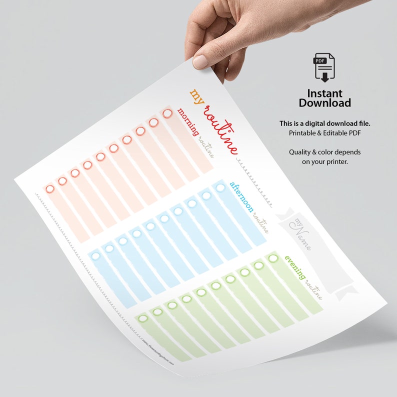 My Routine Rainbow Printable Routine Chart, Morning Afternoon Evening ...