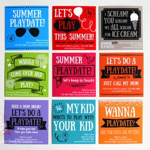 Play Date Cards, Mommy Calling Cards, Printable Invitations, Mom ...