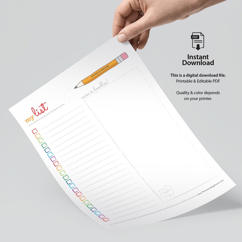 To-do List Rainbow Printable to Do List Grocery List - Etsy