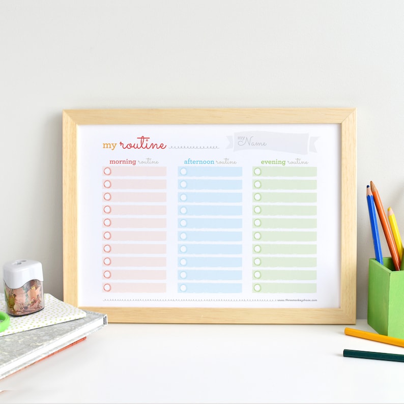 My Routine Rainbow Printable Routine Chart, Morning Afternoon Evening ...
