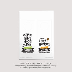 Halloween Sign - No More Candy, Trick or Treat Door Sign, Printable ...