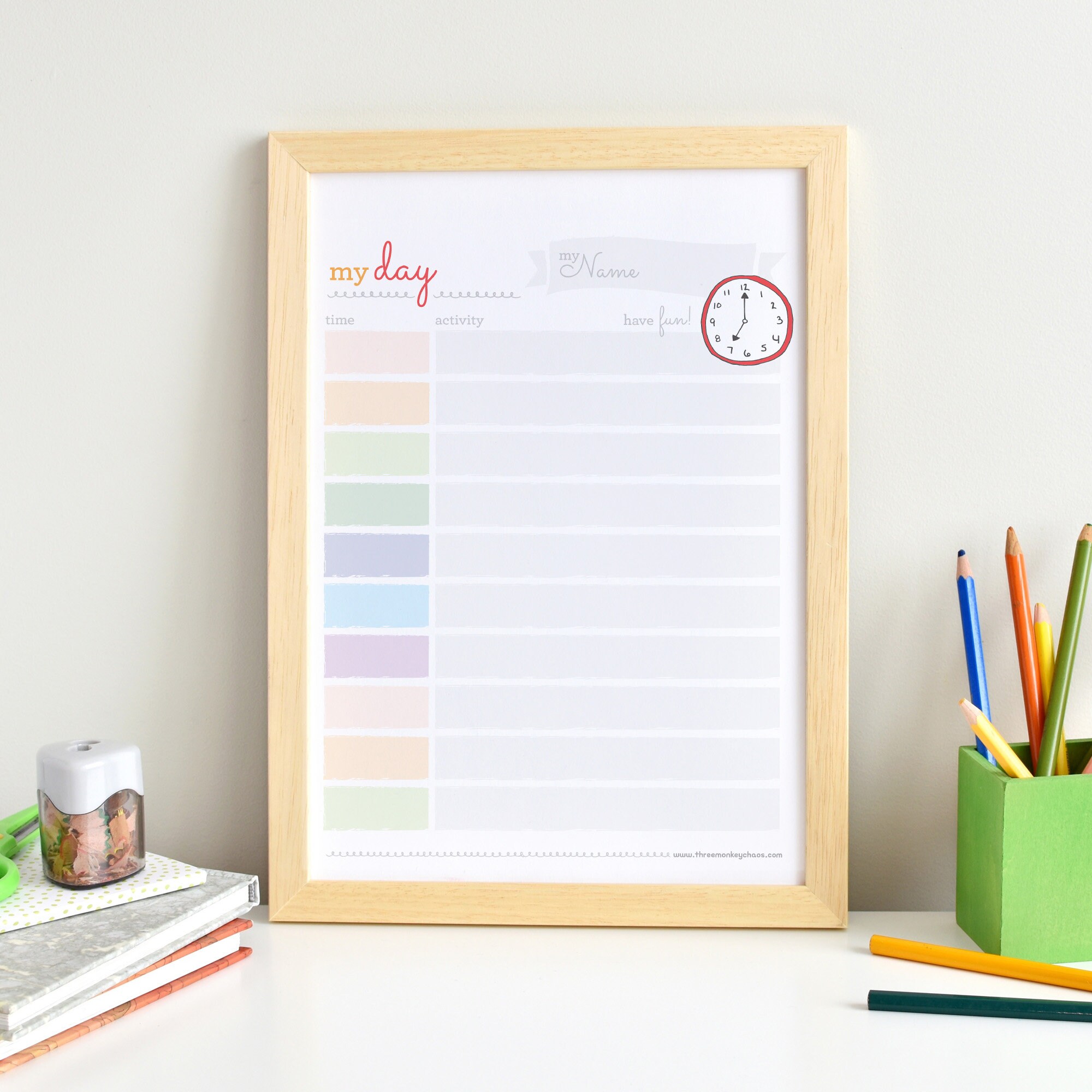 My Day Rainbow Printable Daily Planner, Homeschool Routine Chart, Daily ...
