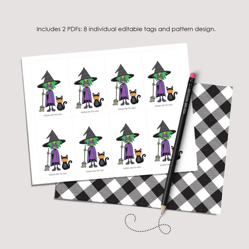 Printable Witch Halloween Gift Tag, Halloween Favor Tag, Wicked Witch ...