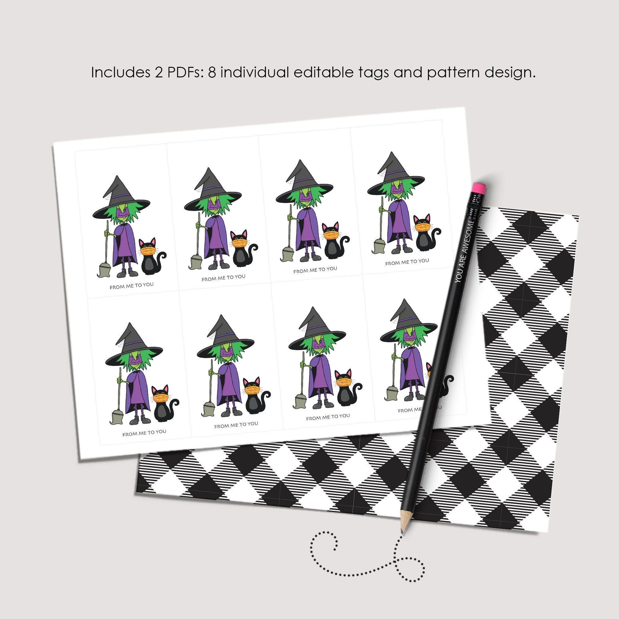 Printable Witch Halloween Gift Tag Halloween Favor Tag - Etsy