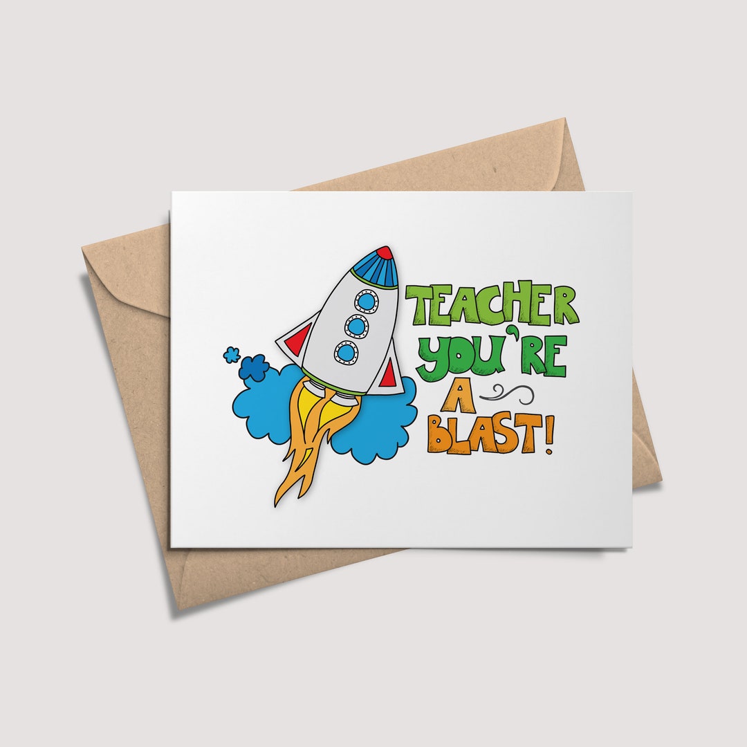 Teacher You're a Blast, Teacher Appreciation Card, Thank You Card ...