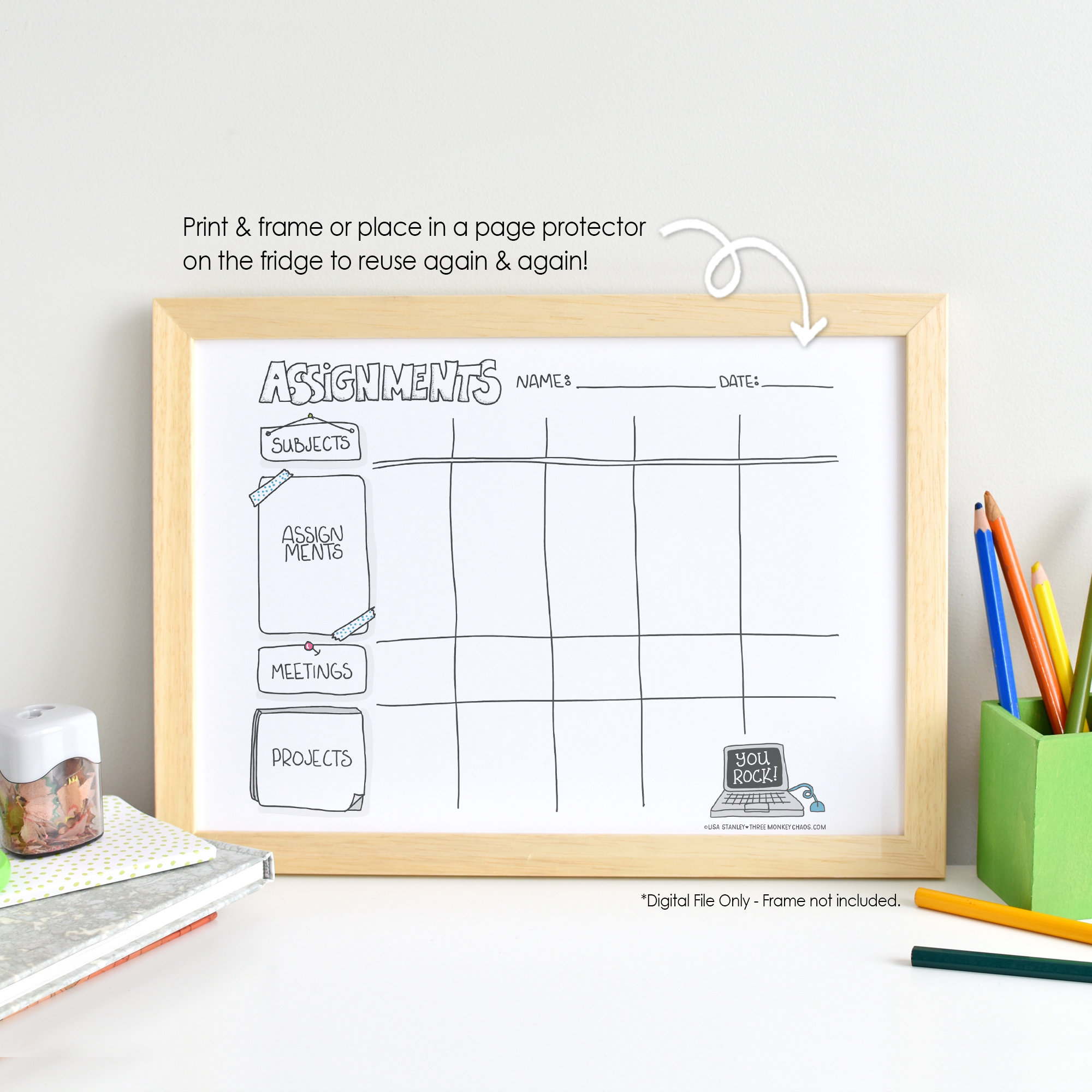 Homework Chart Virtual Learning School Assignments Student Planner To ...