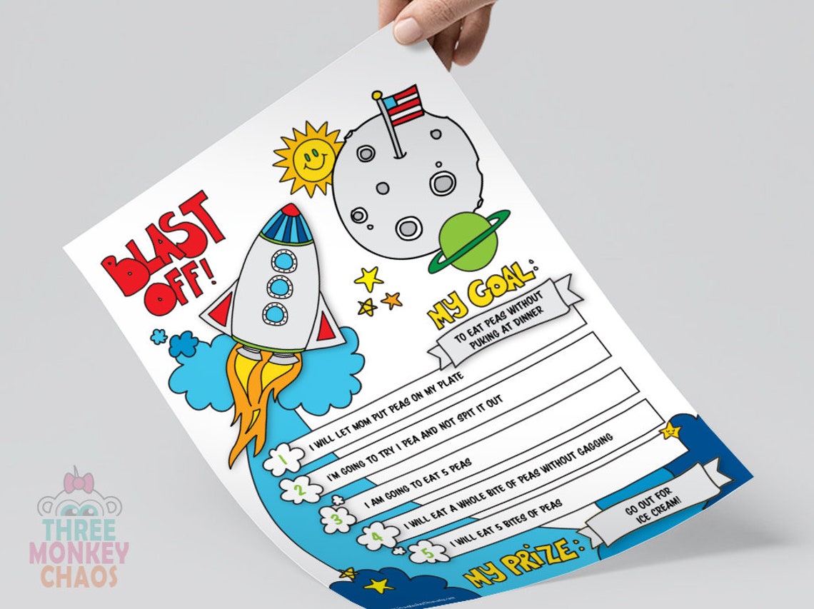 Rocket Ship Goal Chart, Bravery Ladder, Goal Setting for Kids, Reward ...