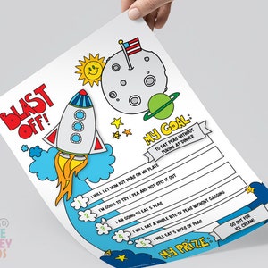 Rocket Ship Goal Chart, Bravery Ladder, Goal Setting for Kids, Reward ...