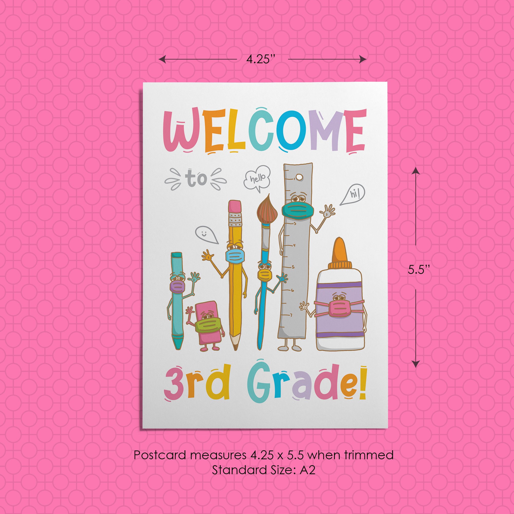 Printable Postcard Welcome to 3rd Grade Back to school | Etsy