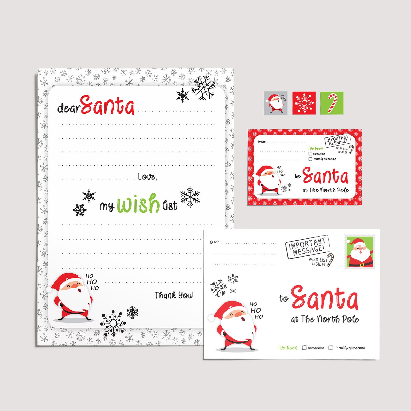Christmas Wish List, Printable Letter to Santa, Address Label, Envelope ...