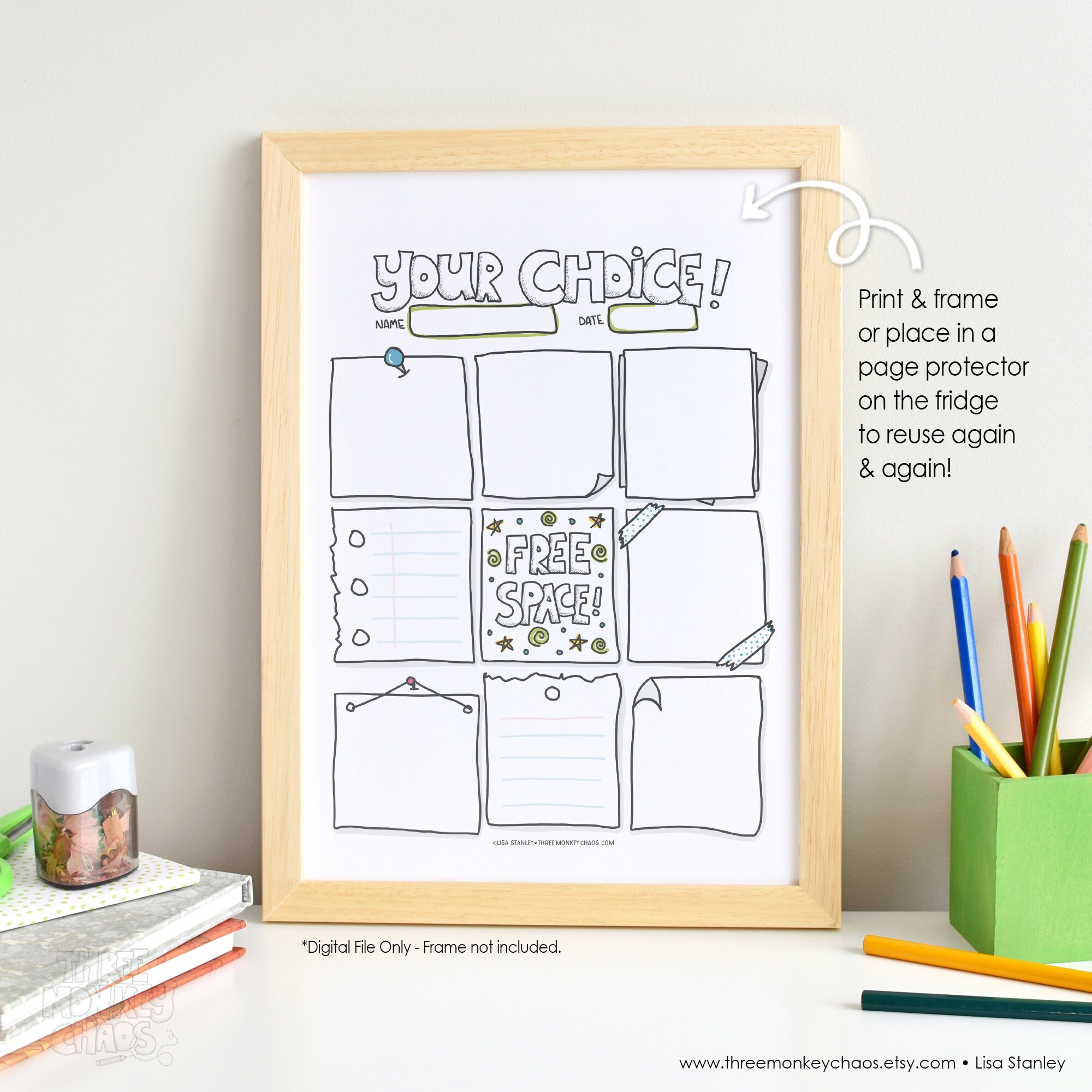 Choice Board Homework Chart Chore Chart Reward Virtual - Etsy