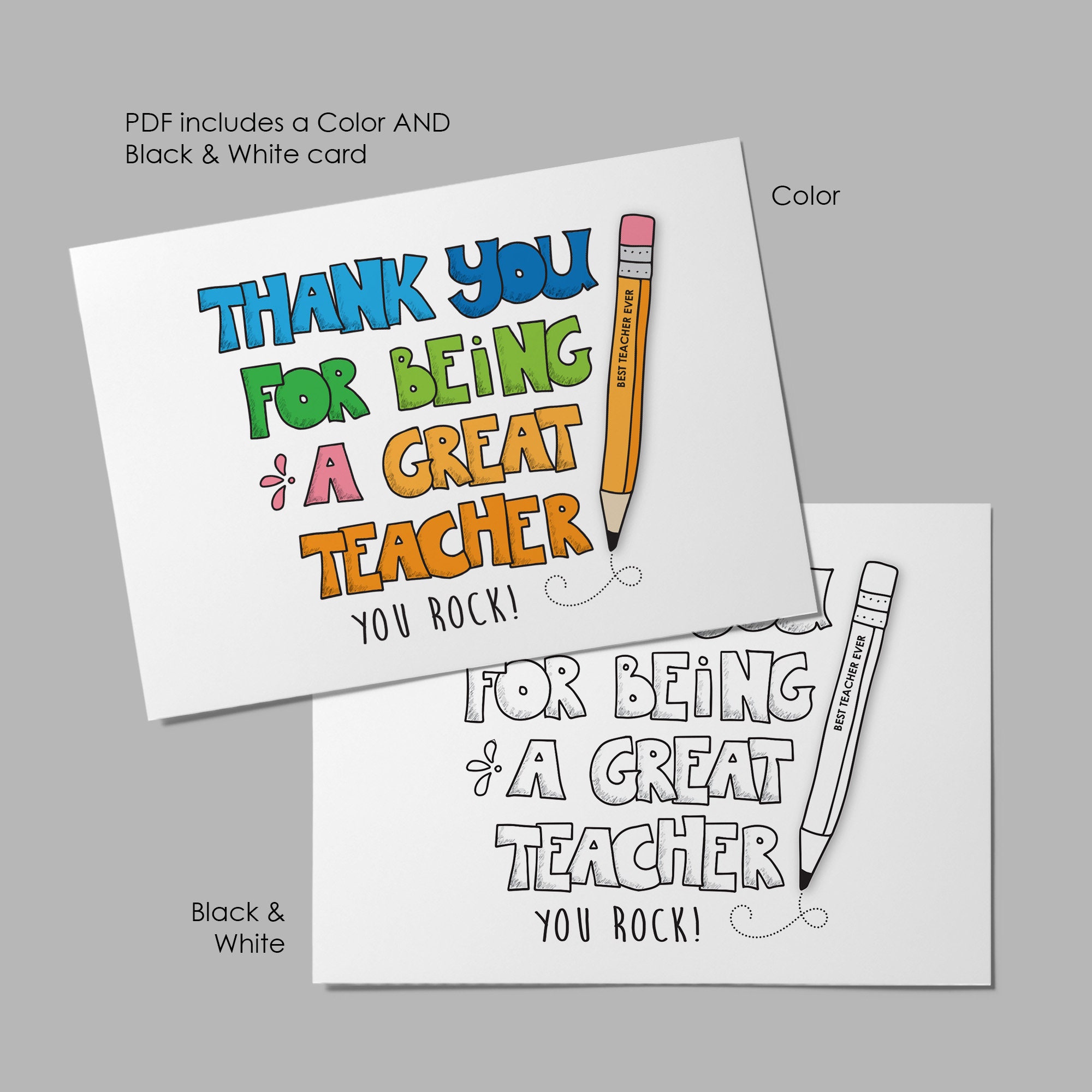 Thank You for Being a Great Teacher Teacher Appreciation | Etsy