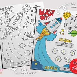 5 Tasks - Rocket Ship Reward Chart, Printable Chore Chart for Kids ...