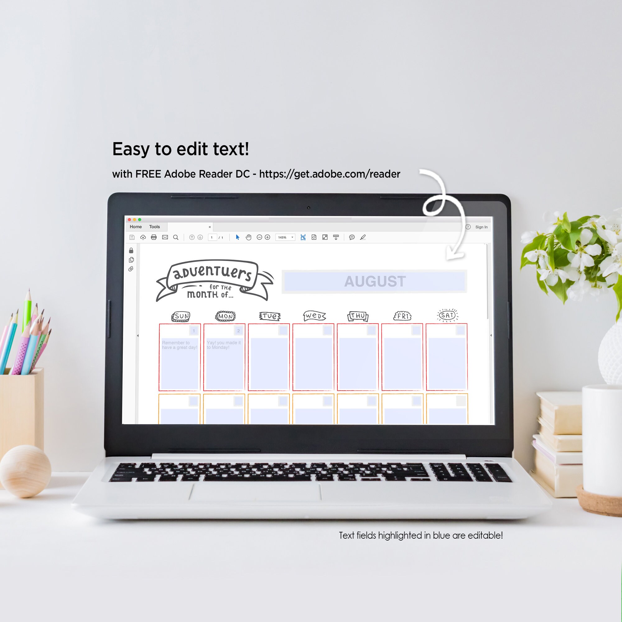 1-month Calendar Blank Calendar Virtual Learning School - Etsy