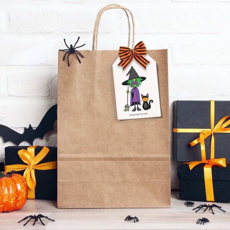 Printable Witch Halloween Gift Tag Halloween Favor Tag - Etsy